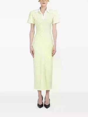 ROWEN ROSE Polka-dot Jersey Midi Dress