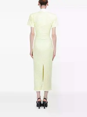ROWEN ROSE Polka-dot Jersey Midi Dress