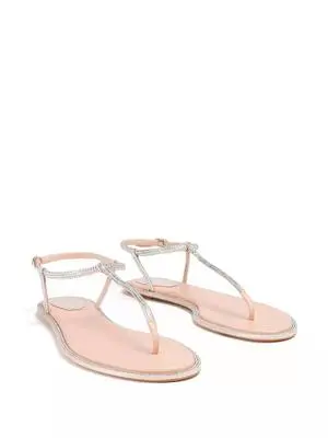 Rene Caovilla Diana Embellished Flat Sandals - Neutrals