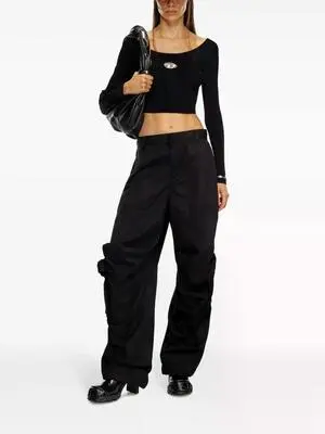 DIESEL® Viscose Knitted Top With Silver-tone Logo Plaque