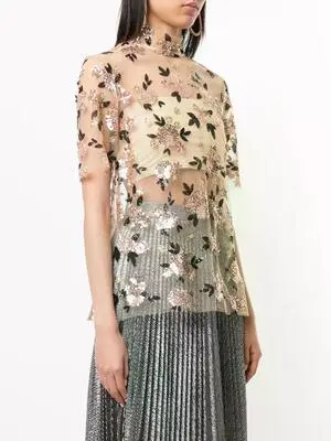 MACGRAW Sheer Floral Top