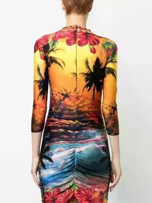 Philipp Plein Hawaii-print Mock-neck Dress
