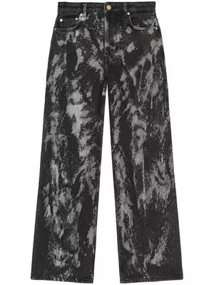 GANNI Painterly-print Palazzo Trousers