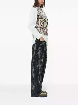 GANNI Painterly-print Palazzo Trousers