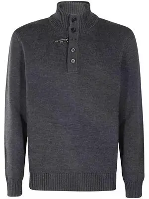 FAY Mock-neck Wool Jumper - Grey