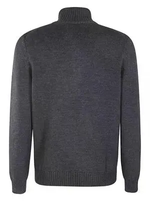 FAY Mock-neck Wool Jumper - Grey