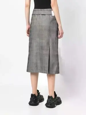 Rokh Button-front Houndstooth Midi Skirt