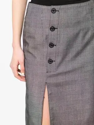 Rokh Button-front Houndstooth Midi Skirt
