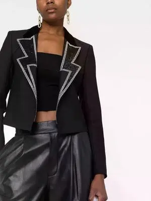 Philipp Plein Rhinestone Embellished Cropped Blazer