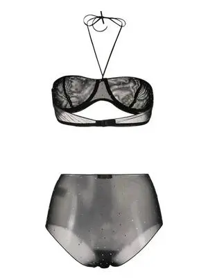 Oseree Crystal-embellished Bra Set