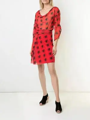AMIR SLAMA Printed Tulle Mini Dress