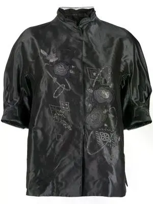 Shiatzy Chen Embroidered Silk Puff-sleeve Jacket