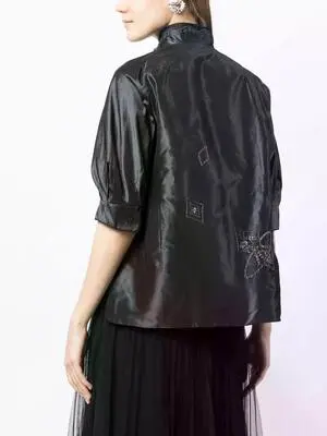 Shiatzy Chen Embroidered Silk Puff-sleeve Jacket
