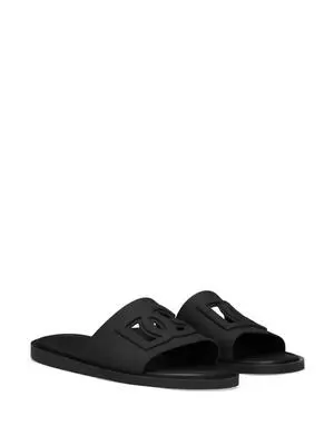 Dolce & Gabbana Logo-embossed Open-toe Slides - Black