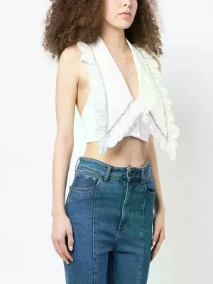 AREA Embellished Cropped Top