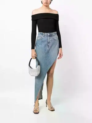 SELF-PORTRAIT Ribbed Off-shoulder Blouse