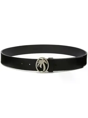 PALM ANGELS Palm Angels Oval-PAM Leather Belt