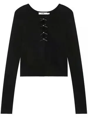 B+AB Ribbed Knit Top With Bow Detail