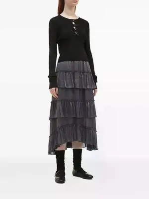 B+AB Ribbed Knit Top With Bow Detail