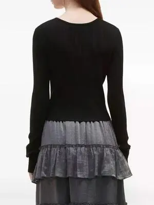 B+AB Ribbed Knit Top With Bow Detail