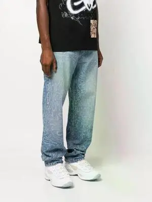 DOMREBEL Straight-leg Graphic-print Jeans