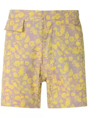 AMIR SLAMA Floral Tactel Swim Shorts - Yellow