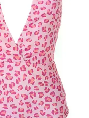 AMIR SLAMA Leopard-print V-neck One-piece Swimsuit