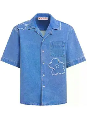 Marni Floral Embroidery Shirt - Blue