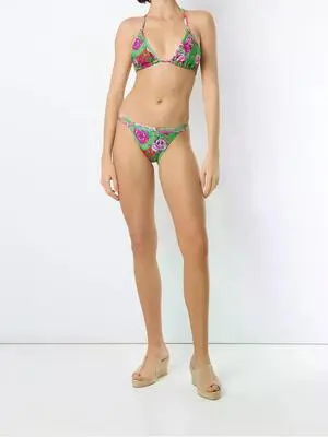 AMIR SLAMA Floral-print Bikini Set - Green