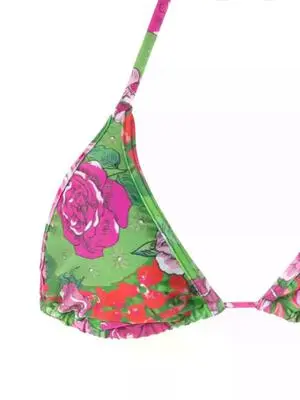 AMIR SLAMA Floral-print Bikini Set - Green