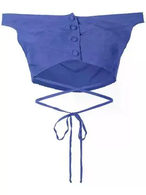 AMIR SLAMA Off-shoulder Cropped Blouse - Blue