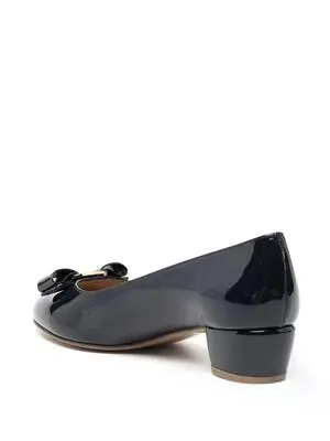 FERRAGAMO Vara Patent Leather Heeled Pumps - Blue