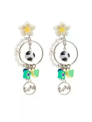 AMIR SLAMA Football-embellished Drop Earrings - Green