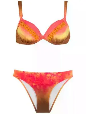 AMIR SLAMA Embroidery Tie Dye Bikini Set - Multicolour