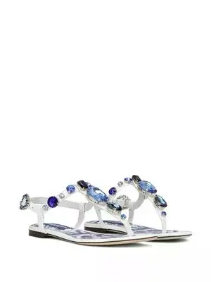 Dolce & Gabbana Bejewelled Patent Leather Thong Sandals