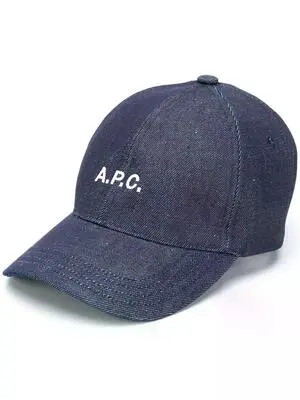 A.p.c. Embroidered Logo Denim Cap