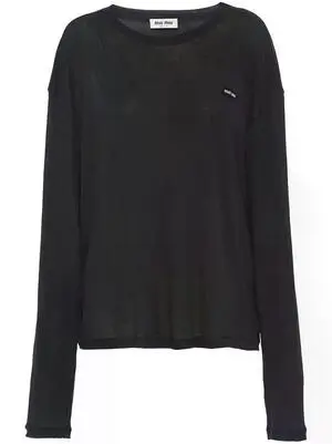 Miu Miu Logo-patch Long-sleeve T-shirt - Black