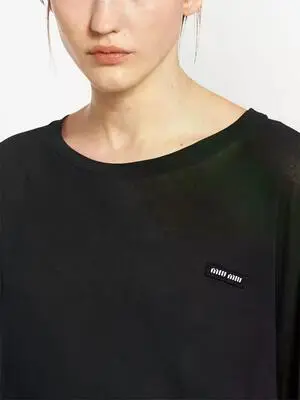 Miu Miu Logo-patch Long-sleeve T-shirt - Black