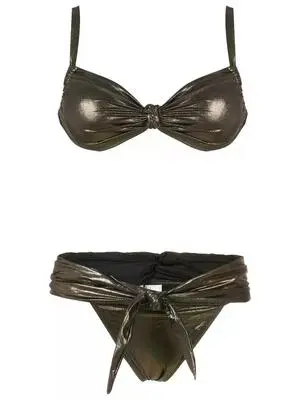AMIR SLAMA Gathered-detail Self-tie Bikini - Black