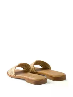 Prada Crochet Detail Leather Sandals