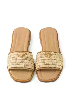 Prada Crochet Detail Leather Sandals
