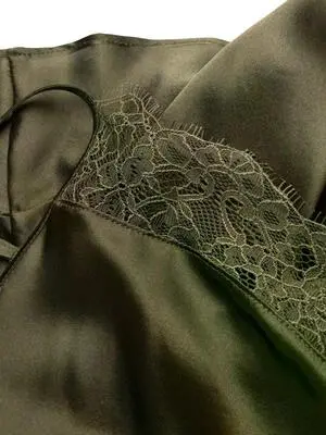 MAISON CLOSE Silk Lace-trim Bodysuit - Green