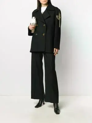 PATOU Logo-embroidered Wool Pea Coat