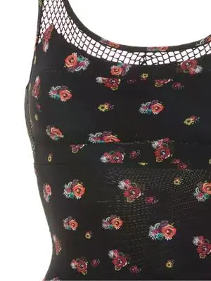 AMIR SLAMA Floral Mesh Panel Swimsuit