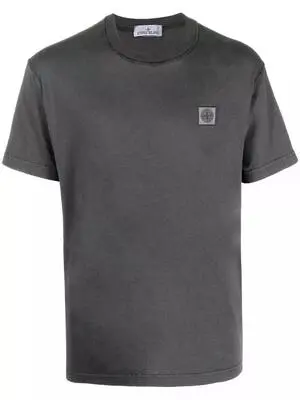 Stone Island Compass-patch Cotton T-shirt - Grey