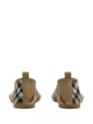 Burberry Check Knit Baby Ballerinas - Neutrals