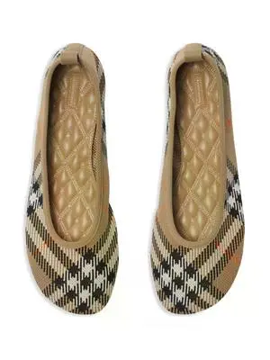 Burberry Check Knit Baby Ballerinas - Neutrals