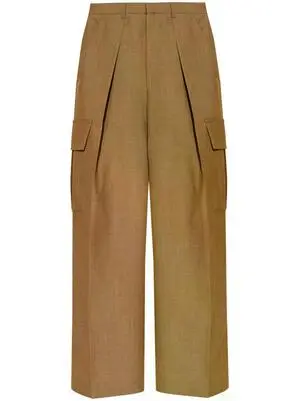Burberry Pleat-detail Wool Cargo Trousers