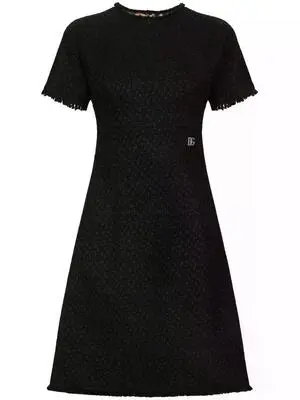 Dolce & Gabbana Appliqué Logo Bouclé Mini Dress