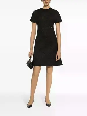 Dolce & Gabbana Appliqué Logo Bouclé Mini Dress